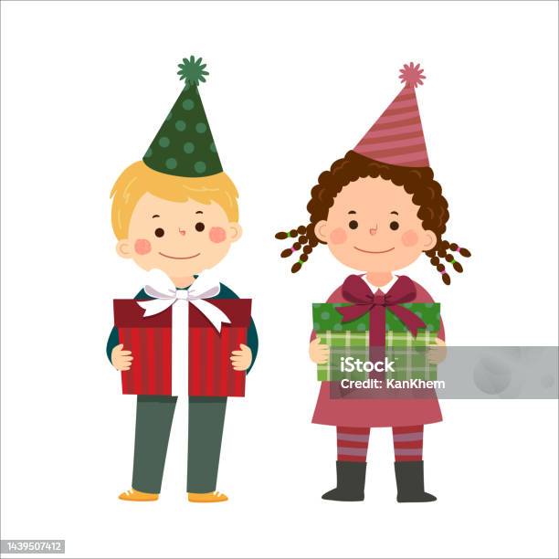 Vektor Ilustrasi Kartun Anakanak Memegang Kotak Hadiah Kartu Selamat ... Vektor Ilustrasi Kartun Anakanak Memegang Kotak Hadiah Kartu Selamat ...