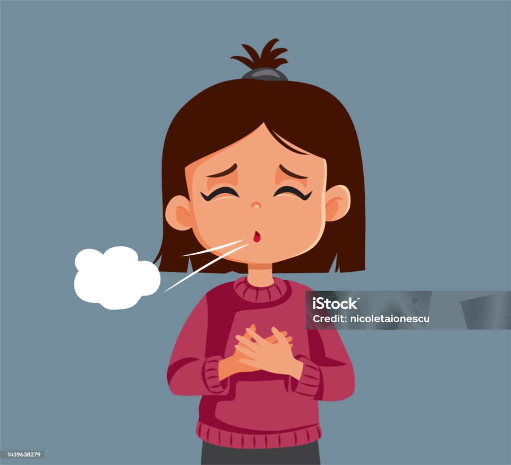 Ilustración de Niña Con Dificultades Para Respirar Por La Ilustración ... Ilustración de Niña Con Dificultades Para Respirar Por La Ilustración ...