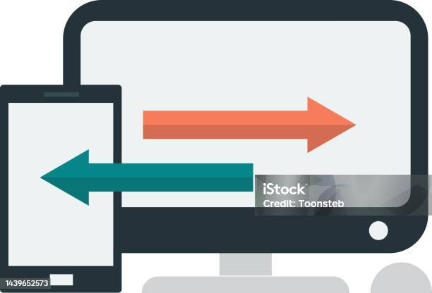 Laptop And Synchronization Illustration In Minimal Style Stock