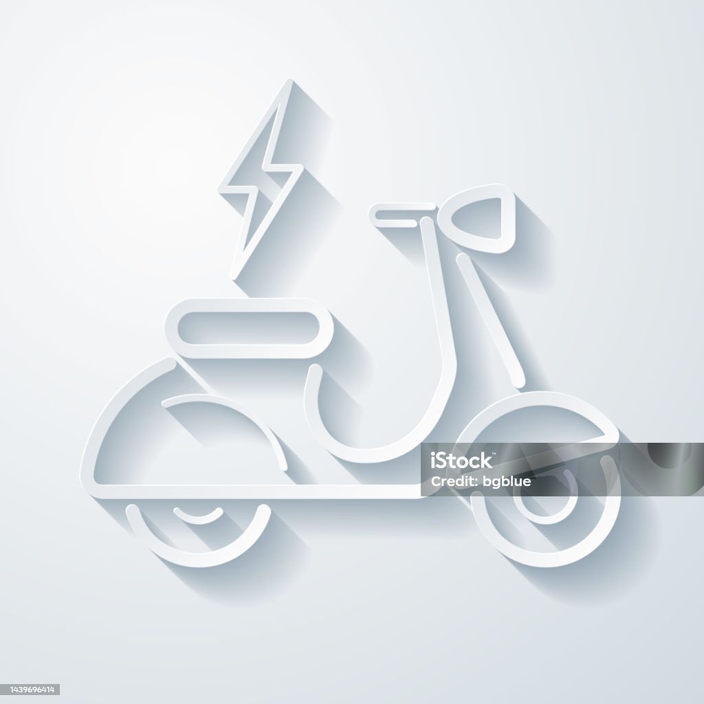Moto Scooter Électrique En Charge Icône Avec Effet De Découpage De