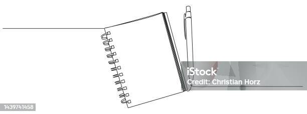 Dessin Continu Dune Seule Ligne Du Blocnotes En Spirale Et Du Stylo