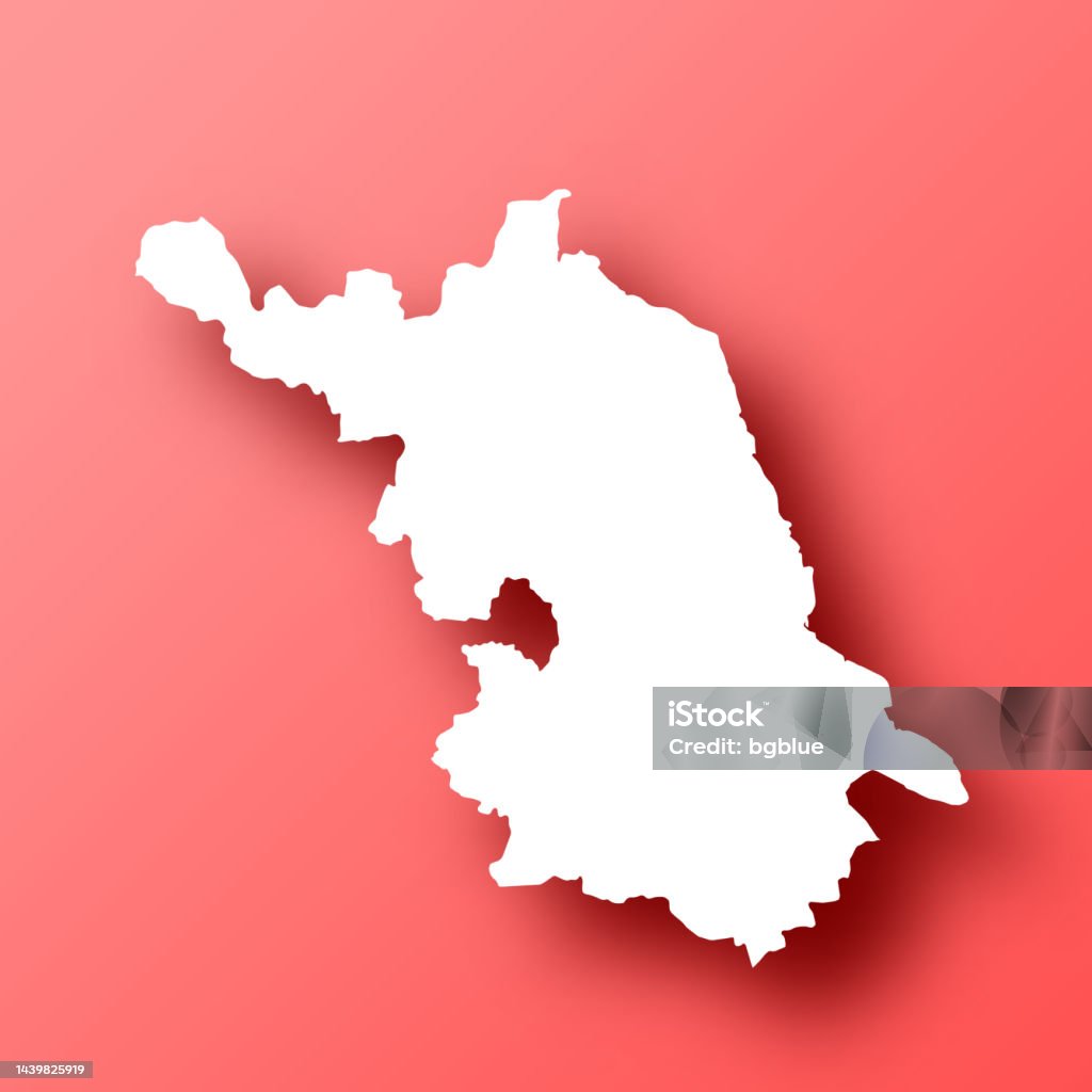 Jiangsu Map On Red Background With Shadow Stock Illustration Download
