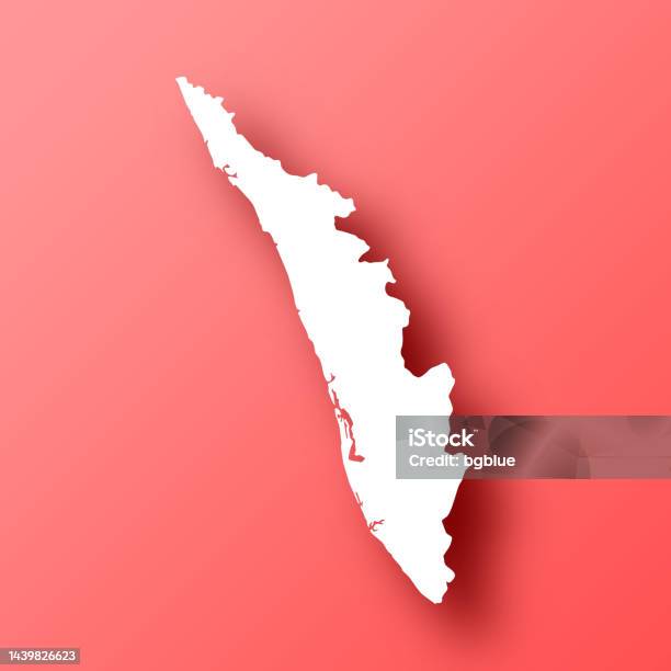 Carte Du Kerala Sur Fond Rouge Avec Ombre Vecteurs Libres De Droits Et