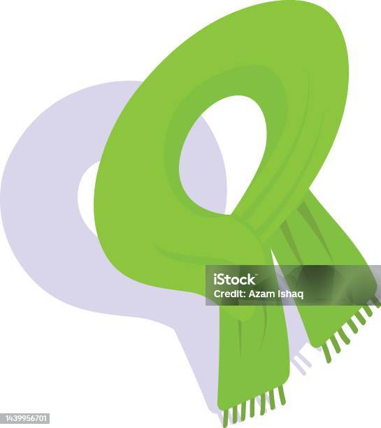 Green Neck Scarf Concept Rebozo Vector Isometric Icon Design Winter