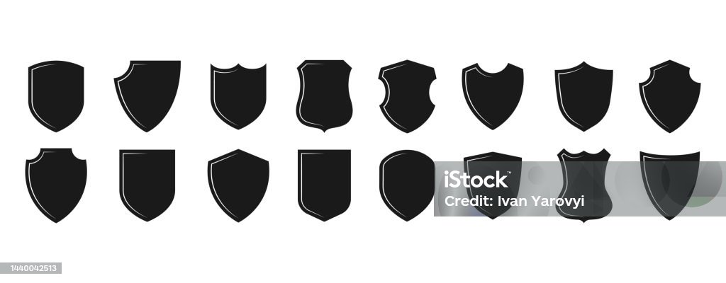 Vector Black Shields Icon Collection Stock Illustration Download