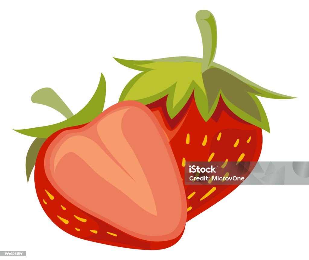 Erdbeersymbol Cartoon Rote Beere Halb Geschnitten Stock Vektor Art Und