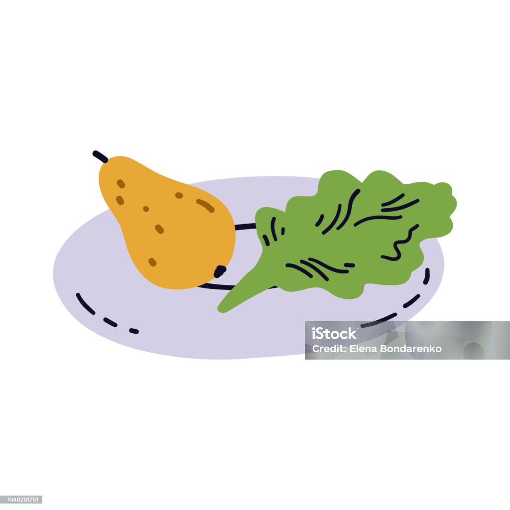 Elemen Makanan Desain Kartun Buah Yang Digambar Tangan Pir Salad ... Elemen Makanan Desain Kartun Buah Yang Digambar Tangan Pir Salad ...