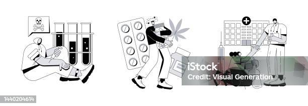 Drug Addiction Abstract Concept Vector Illustrations Stock Illustration
