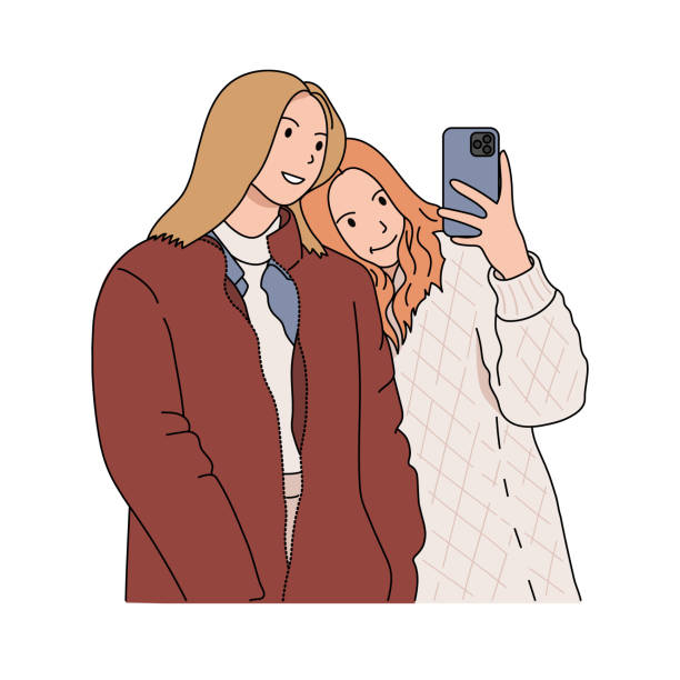 10 Friends Mirror Selfie Stock Illustrations Royalty Free Vector