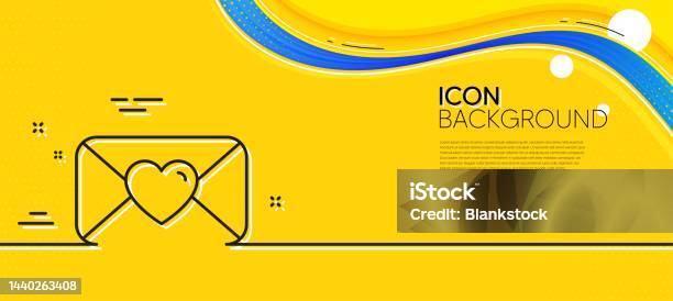 Ikon Surat Hari Kasih Sayang Simbol Surat Cinta Spanduk Kuning Garis