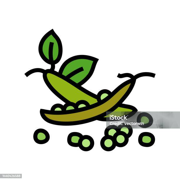 Peas Pod Seed Grain Color Icon Vector Illustration Stock Illustration