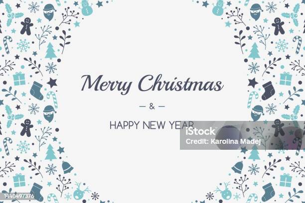 Konsep Kartu Ucapan Natal Dengan Dekorasi Dan Keinginan Vektor