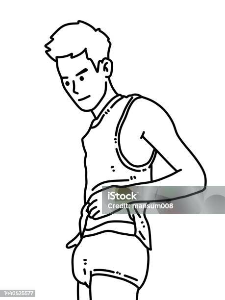 Noir Et Blanc De Dessin Animé Dhomme Mignon Pour Le Coloriage Vecteurs