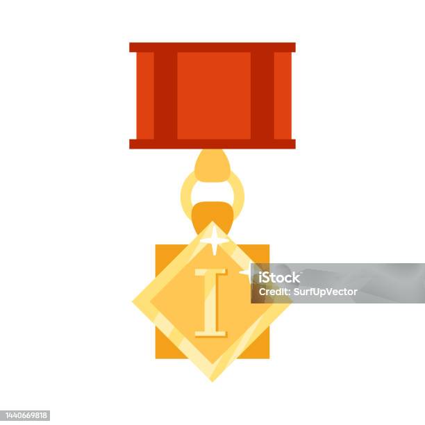 Épinglette De Médaille Dor Avec Chiffre Romain Et Illustration De Ruban
