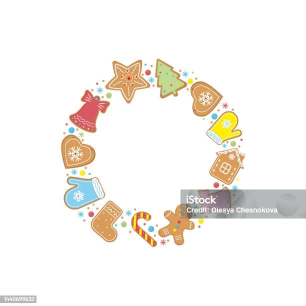 Bingkai Kue Jahe Bulat Natal Ilustrasi Vektor Warna Dalam Gaya Kartun ... Bingkai Kue Jahe Bulat Natal Ilustrasi Vektor Warna Dalam Gaya Kartun ...