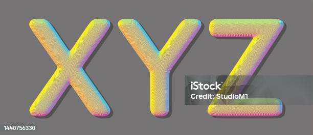 X Y Z Letters Voxel Art Design Elements 3d Vector Illustration Stock