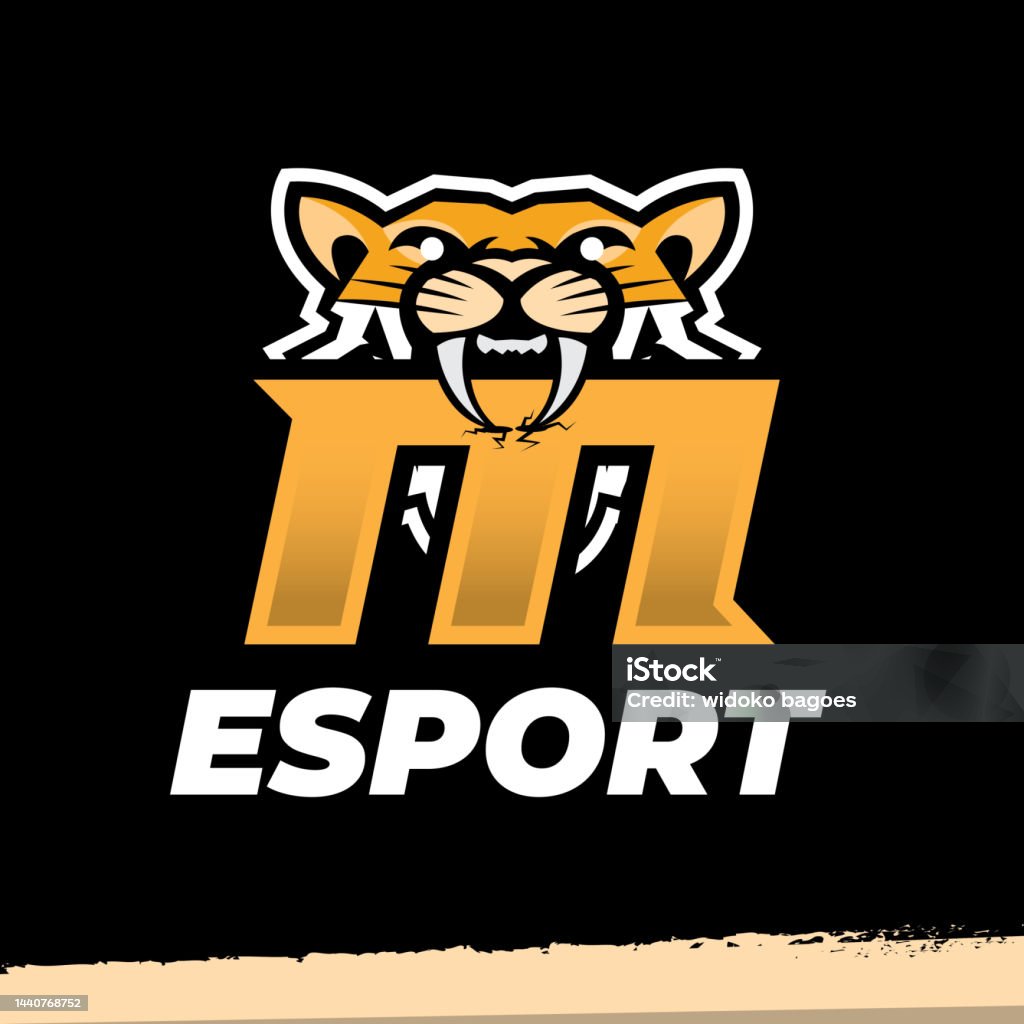 Lambang Olahraga Maskot Harimau Desain Lambang Huruf M Lambang