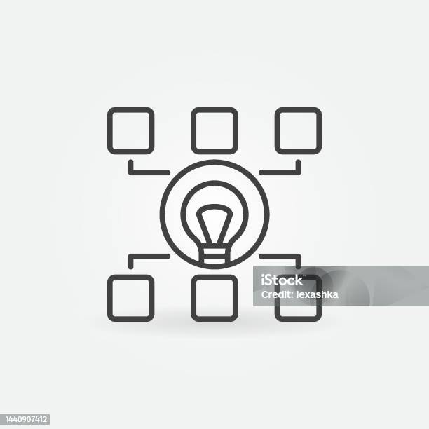 Hiérarchie Avec Icône De Contour Dampoule Symbole De Démarrage Vecteurs