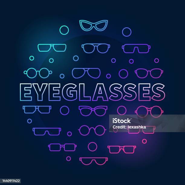Eyeglasses Round Colorful Outline Illustration Vector Concept Symbol