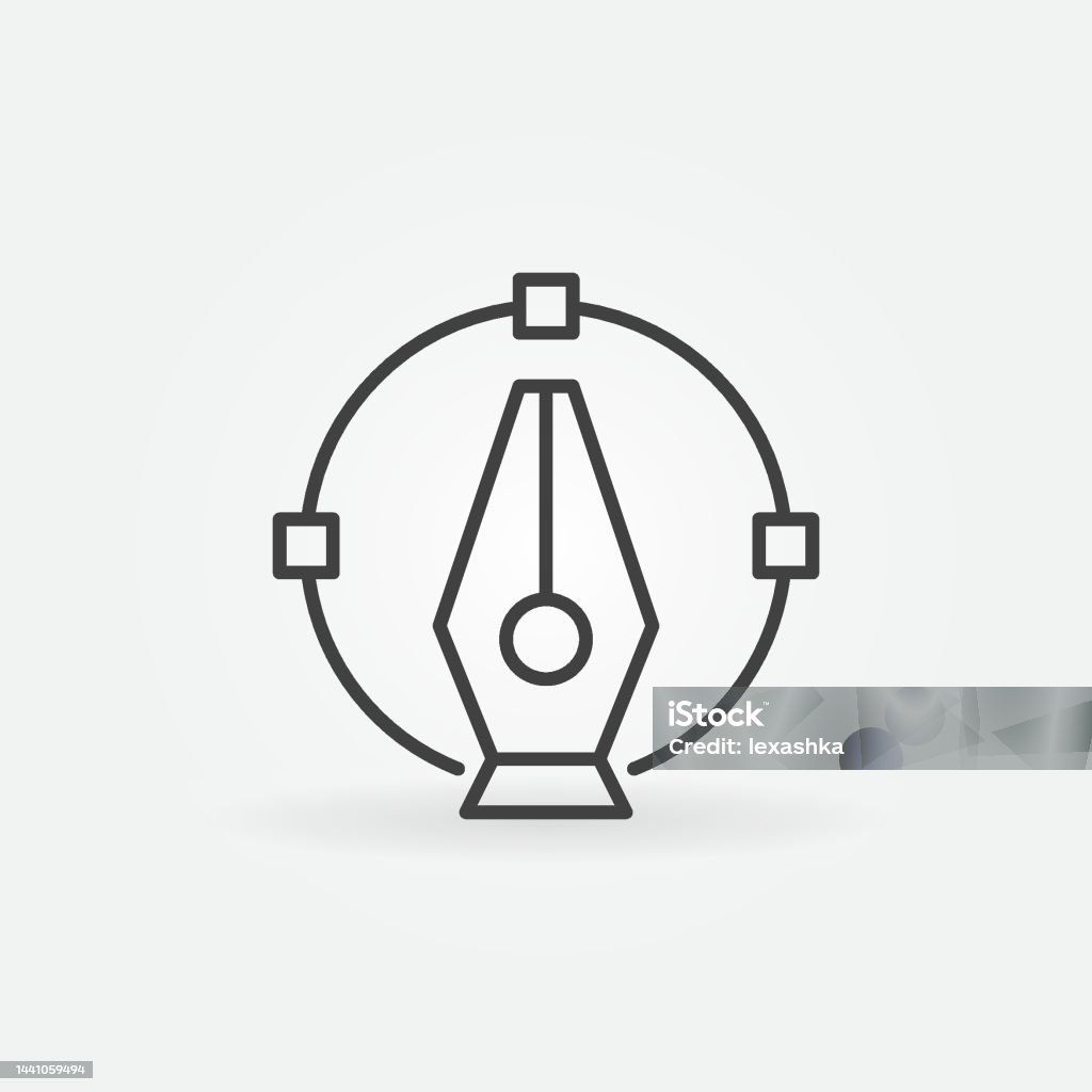 Outil Plume Avec Icône Vectorielle Courbe Circulaire En Style Ligne