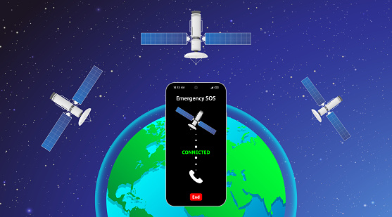 Panggilan Darurat Sos Melalui Satelit Di Telepon Vektor Layanan Darurat ... Panggilan Darurat Sos Melalui Satelit Di Telepon Vektor Layanan Darurat ...