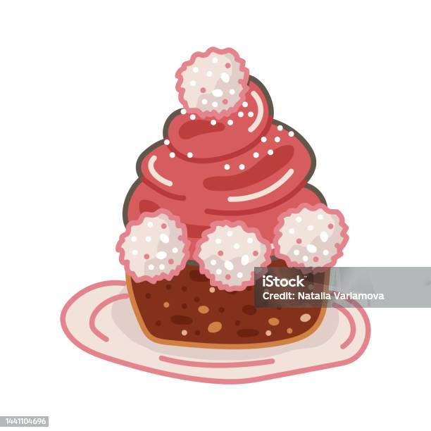 Ilustración de Cupcake Con Crema Rosa Y Bolas De Nieve Sobre Fondo ... Ilustración de Cupcake Con Crema Rosa Y Bolas De Nieve Sobre Fondo ...