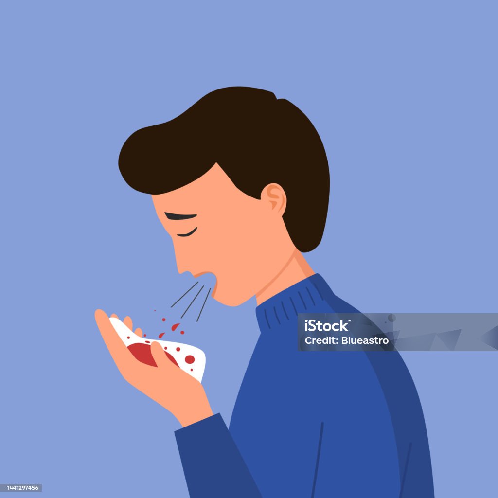 Pria Dengan Batuk Darah Dalam Desain Datar Ilustrasi Vektor Konsep ... Pria Dengan Batuk Darah Dalam Desain Datar Ilustrasi Vektor Konsep ...