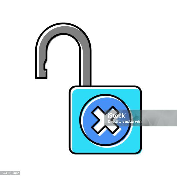 Ouvrir Lillustration Vectorielle De Licône De Couleur Du Cadenas