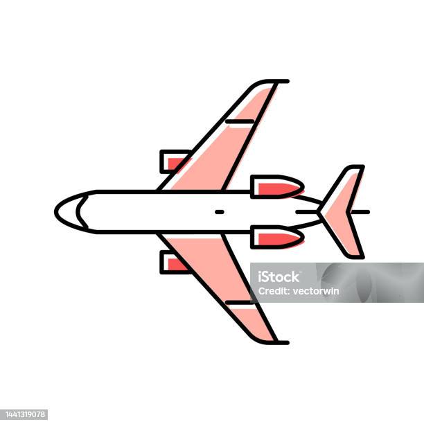 Avion De Transport Icône Couleur Davion Illustration Vectorielle