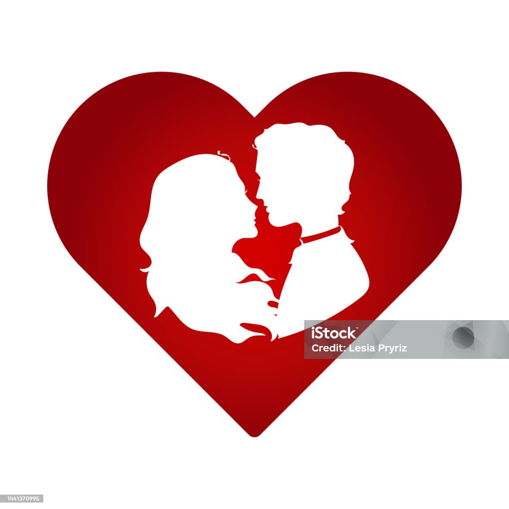 A Couple In Love On A Background Of A Red Heart Stock Illustration
