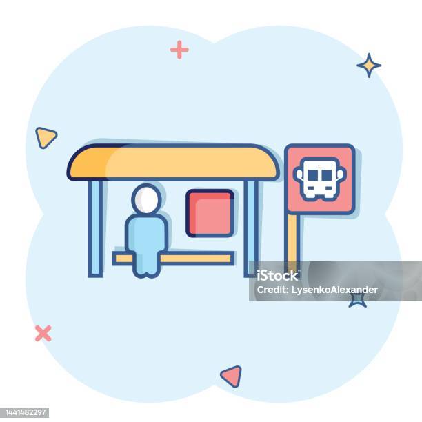 Icône De Gare Routière Dans Le Modèle Comique Illustration De Vecteur