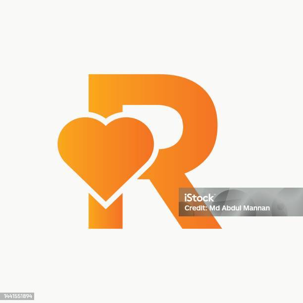 Lettre R Symbole Damour Et Icône De Cœur Concept Modèle Vectoriel