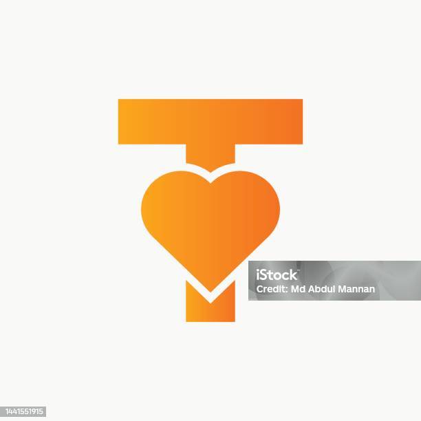 Lettre T Symbole Damour Et Icône De Cœur Modèle Vectoriel De Concept