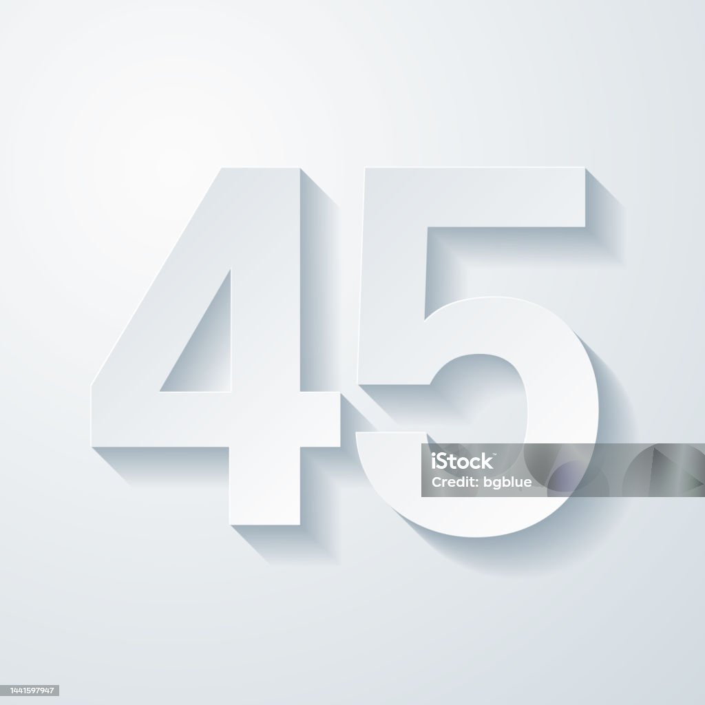 45 Number Fortyfive Icon With Paper Cut Effect On Blank Background ... 45 Number Fortyfive Icon With Paper Cut Effect On Blank Background ...