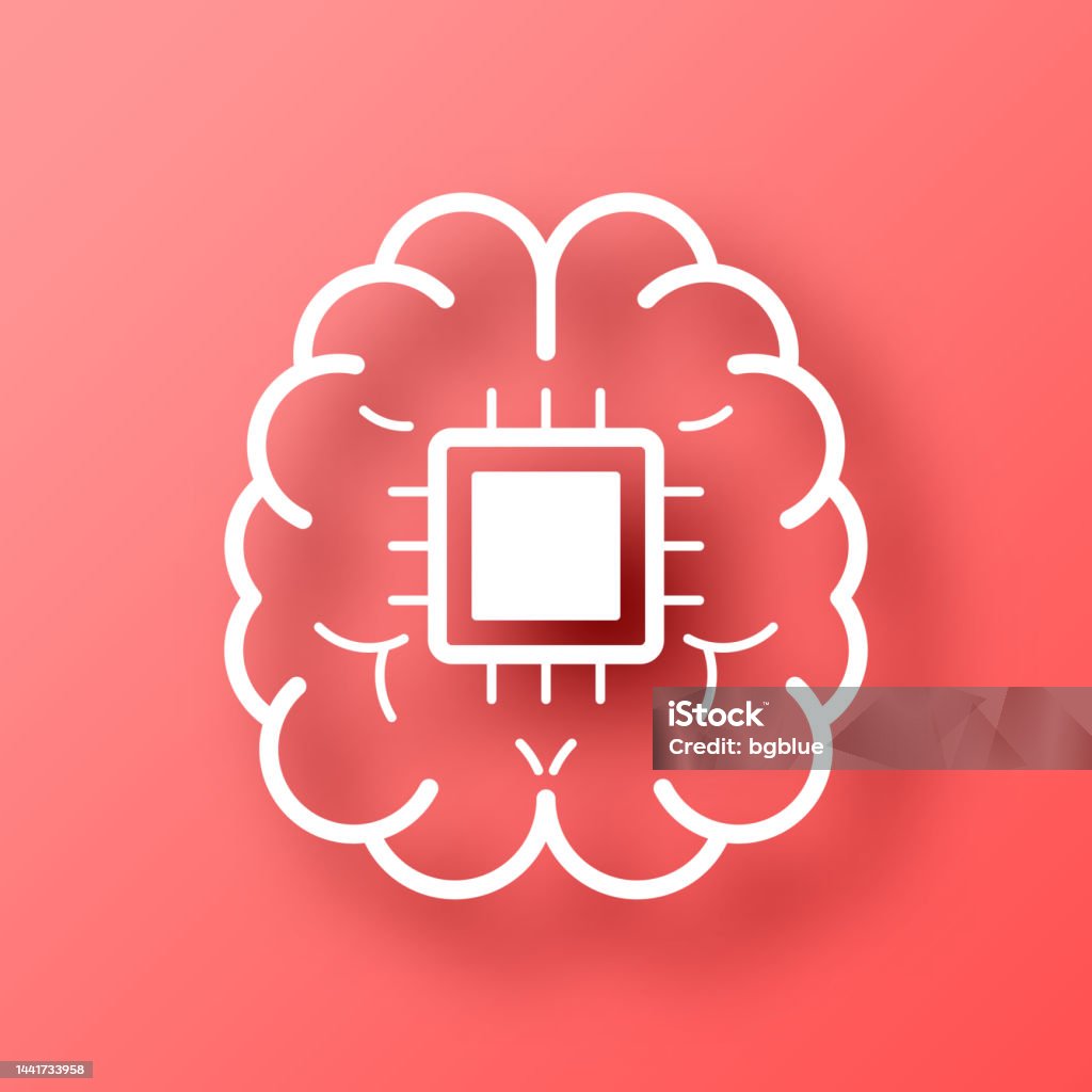 Implan Chip Otak Ikon Di Latar Belakang Merah Dengan Bayangan Ilustrasi ... Implan Chip Otak Ikon Di Latar Belakang Merah Dengan Bayangan Ilustrasi ...