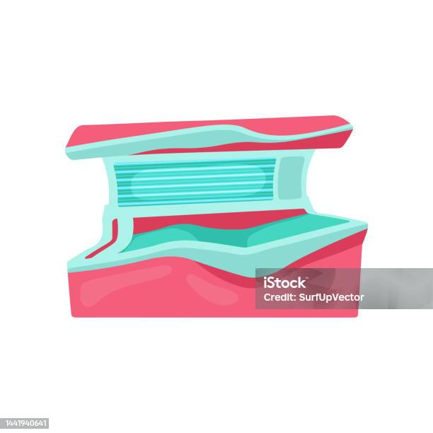 Pink And Blue Opened Tanning Bed Illustration Stock Illustration