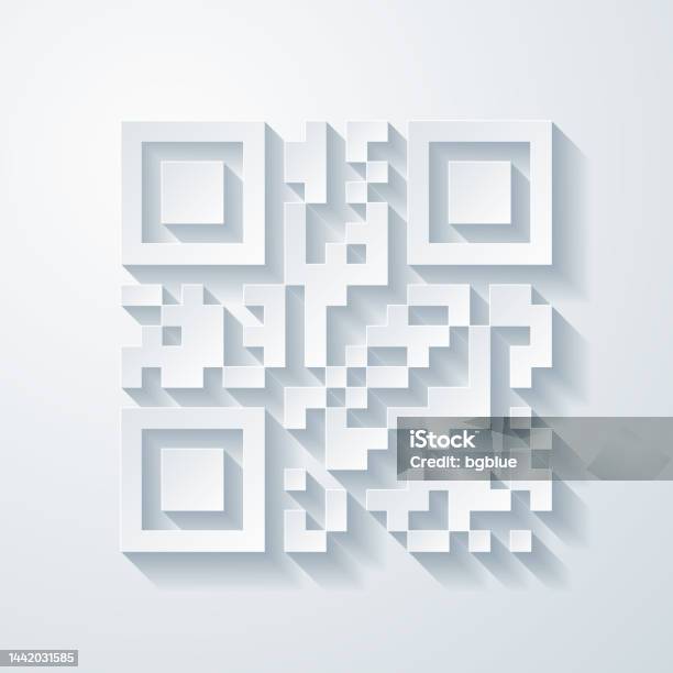 Code Qr Icône Avec Effet De Découpage De Papier Sur Fond Vierge
