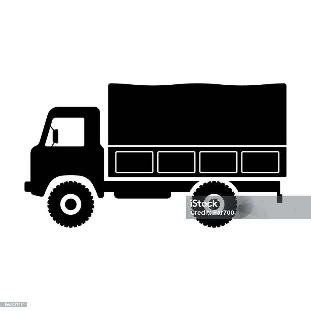 Icône De Camion Toutterrain Silhouette Noire Vue Latérale Illustration