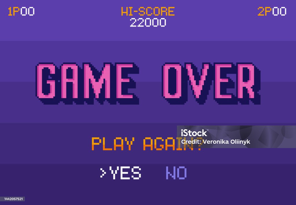Layar Game Over Seni Piksel Mainkan Lagi Pertanyaan Dengan Ya Tidak Ada ... Layar Game Over Seni Piksel Mainkan Lagi Pertanyaan Dengan Ya Tidak Ada ...