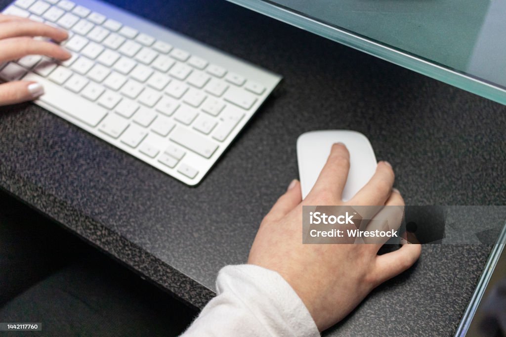 Bidikan Fokus Selektif Dari Tangan Yang Memegang Mouse Putih Dan ... Bidikan Fokus Selektif Dari Tangan Yang Memegang Mouse Putih Dan ...