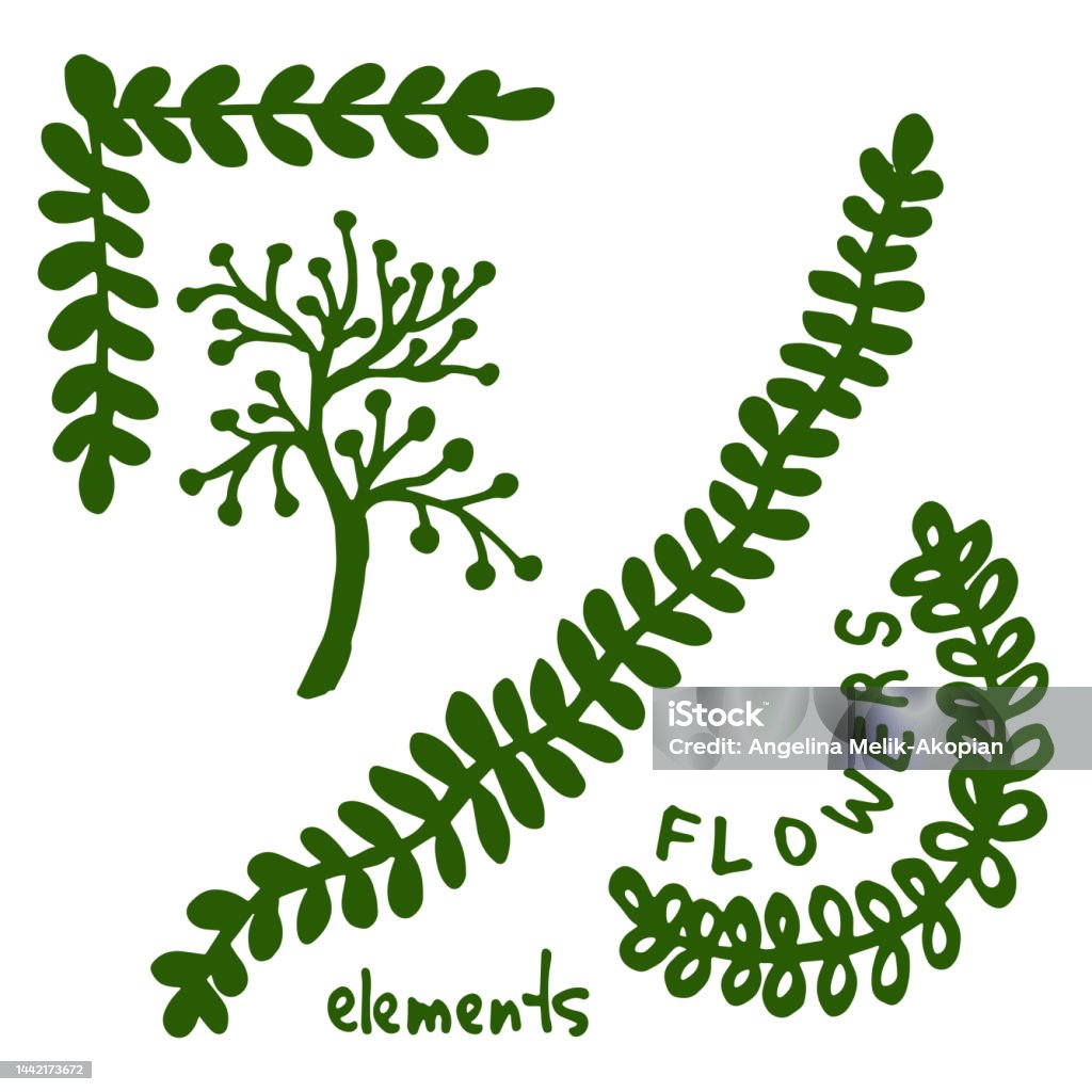 Ilustración De Los Elementos Vegetales Están Aislados Sobre Un Fondo Blanco Ilustración