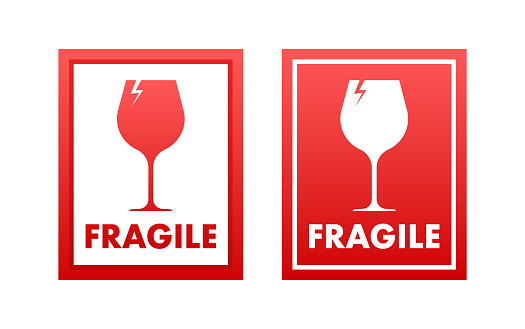 Icône Rouge Fragile Manipuler Avec Signe De Soin Étiquette Illustration