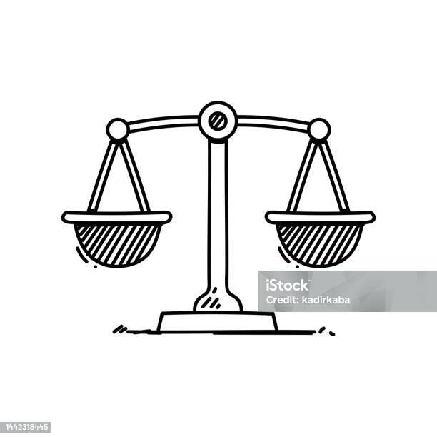 Scales Of Justice Line Icon Sketch Design Pixel Perfect Editable Stroke