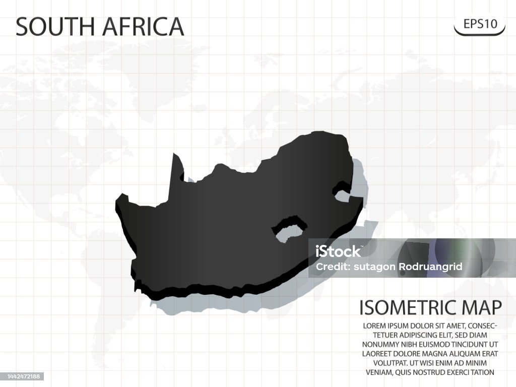 Carte 3d Noire De Lafrique Du Sud Sur Fond De La Carte Du Monde Vector