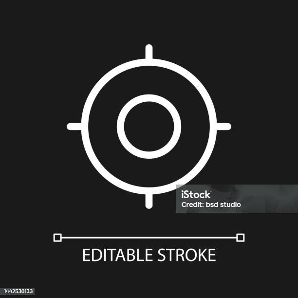 Target Pixel Perfect White Linear Ui Icon For Dark Theme Stock