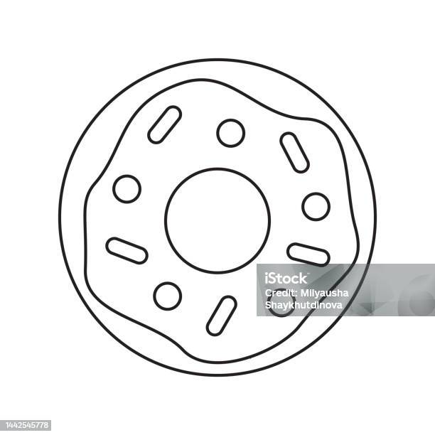 Illustration Vectorielle Dun Joli Beignet Noir Et Blanc Isolé Sur Fond