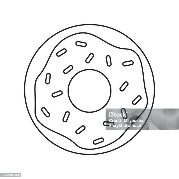 Illustration Vectorielle Dun Joli Beignet Noir Et Blanc Isolé Sur Fond