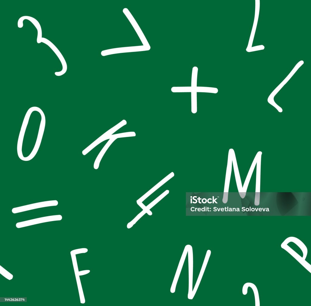 Vector Seamless Pattern Of Hand Drawn Sketch Doodle Numbers And Letters