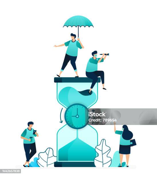 Illustration Vectorielle Du Sablier Avec Lhorloge Tournant Au Milieu