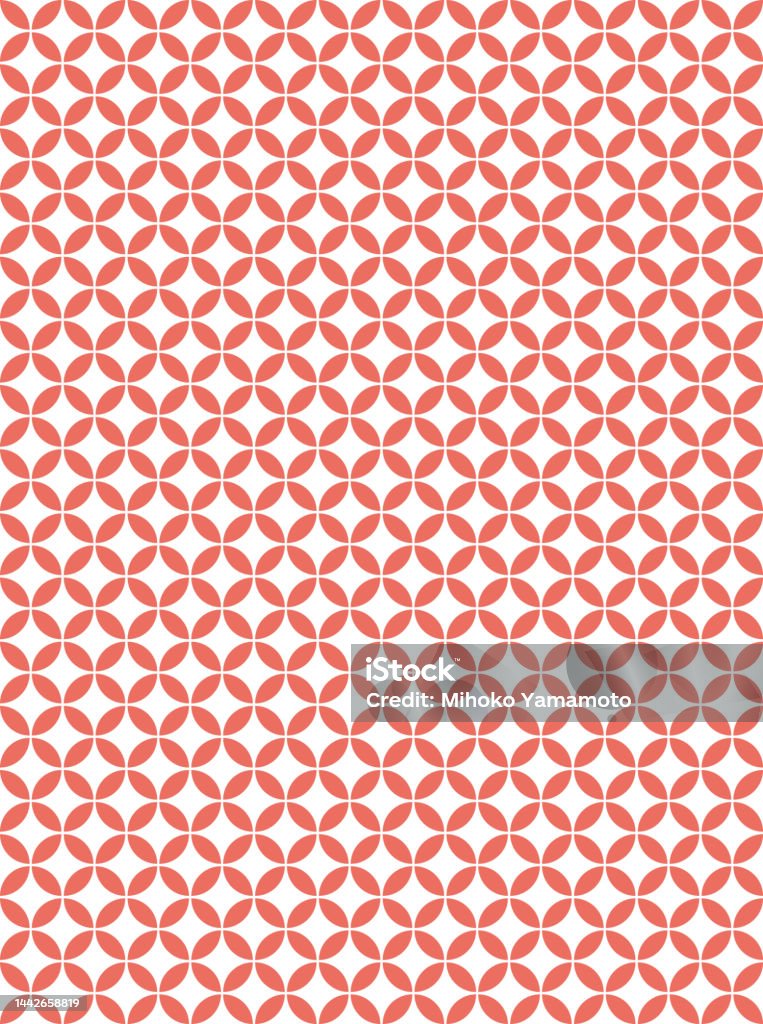 Red Background Material Of Japanese Traditional Pattern Named Shippo